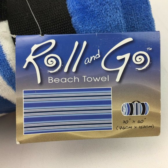 White | Bath | Roll And Go Beach Towel Blue And White Striped 3 X 60 ...